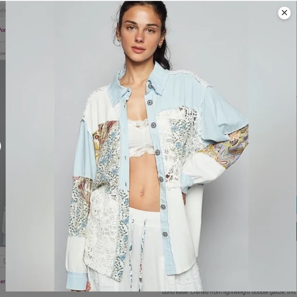 POL | Tops | Pol Marie 2 Pol Double Gauze Top With Raw Edge Detail In ...